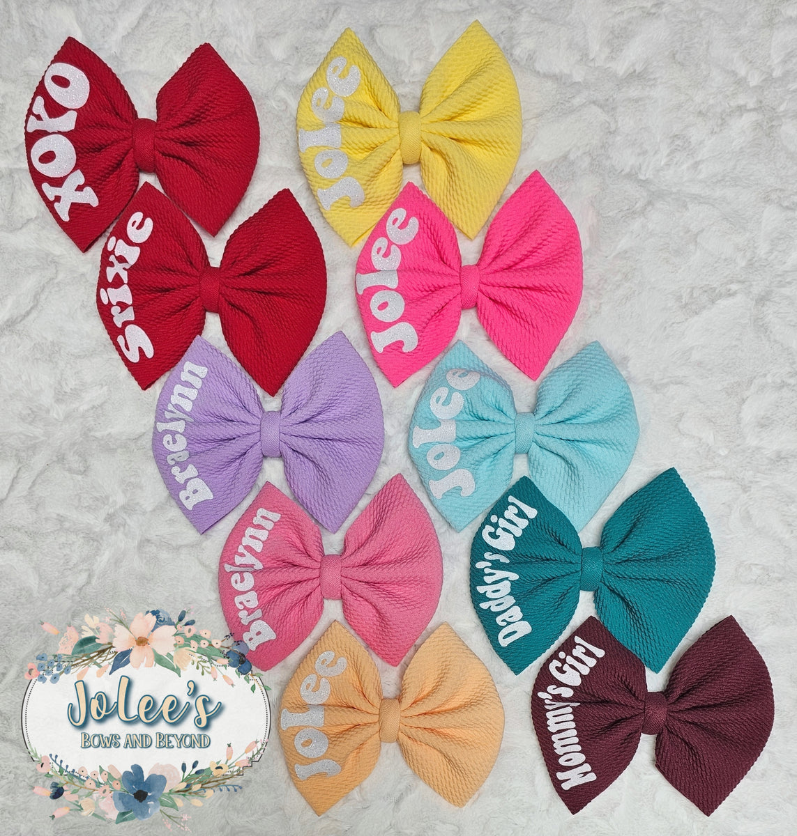 Personalized Bow (Big Bows Pictured) – JoLee's Bows and Beyond
